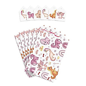 CENTRAL 23 Girls Birthday Wrapping Paper - Dinosaur Rainbow - 6 Gift Wrap Sheets - Pink Wrapping Paper for Kids - Comes With Sticker