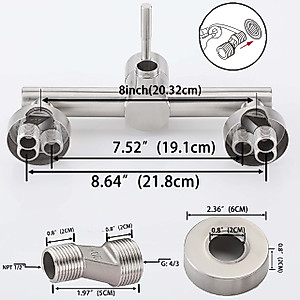 Wall Mount Kitchen Faucet One Handle 8" inch Center Commercial Sink Faucet with Stainless Steel Constructed Brushed Nickel Finish Commercial Kitchen Sink Faucet