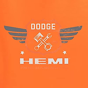 Dodge Hemi Retro Logo 1914 Vintage Motor Cars and Trucks Front and Back Men's Graphic T-Shirt, Orange, X-Large