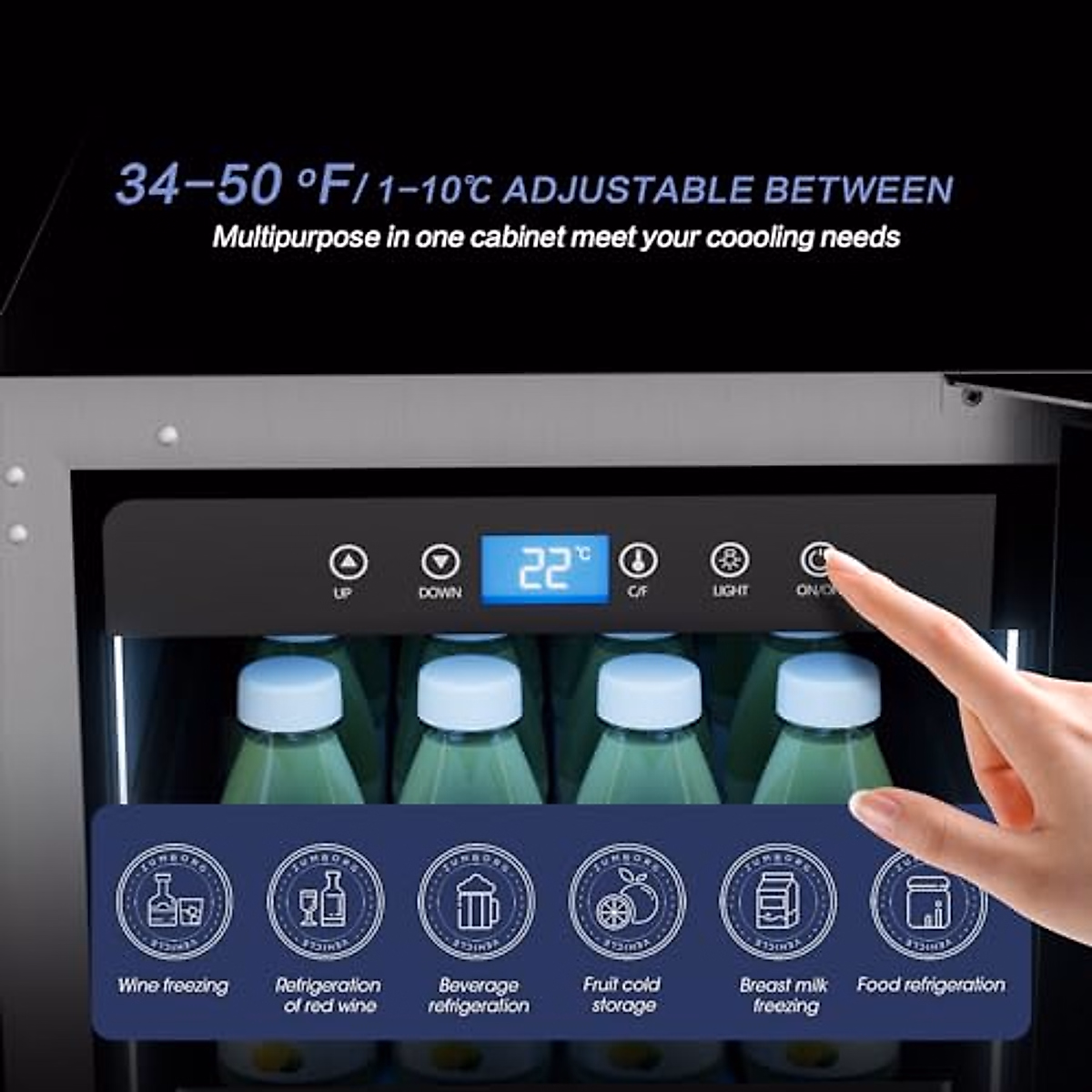 kanabella 15" 100 can Commercial Grade Built-in Indoor Outdoor Beverage Fridge with Glass Door Under Counter or Freestanding Beverage Fridge with Large Capacity