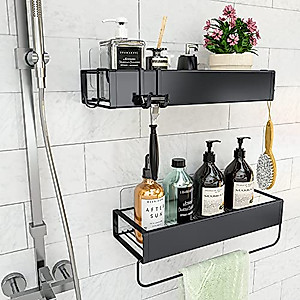 ROSEYAT 2-Pack Shower Caddy Adhesive Strong Sticky Waterproof Heavy-Duty Wall Stick Adhesives Hook Strip Nail Free Transparent Adhesive Pad for Kitchen Racks, Bathroom Shelves, Storage Organizers