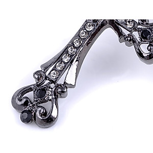 Alilang Womens Black Silver Clear Crystal Rhinestones Celtic Holy Cross Pendant Necklace, Black