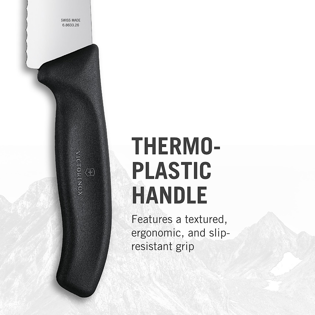 Victorinox Swiss Classic 10.25-Inch Curved Bread Knife with Serrated Edge and Black Handle