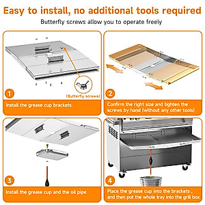 qenlicyo Grill Grease Tray Replacement Parts for Dyna Glo, Nexgrill, Expert, Kenmore, BHG and More, Unlimited Tray Capacity Universal Grill Drip Pan Replacement for Gas Grill 4/5 Burner (24"-30")