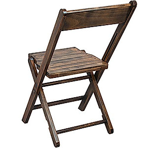 EMMA + OLIVER Slatted Wood Folding Wedding Chair - Event Chair - Antique Black, Set of 2