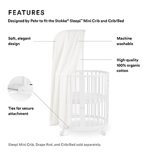 Stokke Sleepi Canopy by Pehr, Natural - for Sleepi Mini & Crib/Bed (Sold Separately) - Washable Soft Organic Cotton