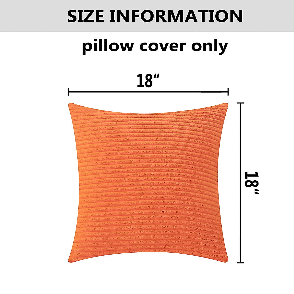 Home Brilliant Burnt Orange Pillow Covers 18x18 Striped Corduroy Throw Pillow Cover Fall Set of 2 Decorative Plush Velvet Cushion Cover for Couch Rust Pillow Covers, 18 x 18 inch, Orange