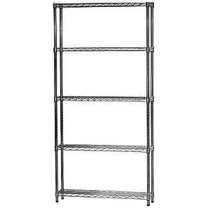 Shelving Inc. 10" d x 36" w x 84" h Chrome Wire Shelving with 5 Tier Shelves, Weight Capacity 800lbs Per Shelf