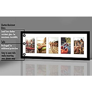 Americanflat 8x24 Collage Picture Frame in Black - Displays Five 4x6 Frame Openings - Engineered Wood Panoramic Picture Frame with Shatter Resistant Glass and Hanging Hardware Included