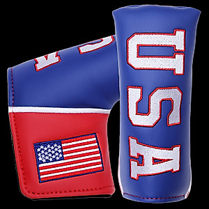 Golf Skull Golf Putter Blade Head Cover Headcover Magnetic Closure for Scotty Cameron Odyssey (Red Blade Putter Cover)