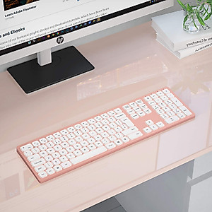 seenda Backlit Wireless Keyboard, 2.4GHz Ultra Slim Rechargeable Keyboard, Illuminated Wireless Keyboard for Computer, Laptop, Desktop, PC, Surface, Smart TV, Windows 10/8/7 (Rose Gold)