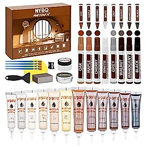 Wood Furniture Repair Kit- Set of 41 Laminate vinyl Floor Repair Kit Wood Fillers,Floor Scratch Repair, Touch Up Markers, Restore Hardwood Scratches, Cracks, Hole for Floor, Table, Door, Cabinet