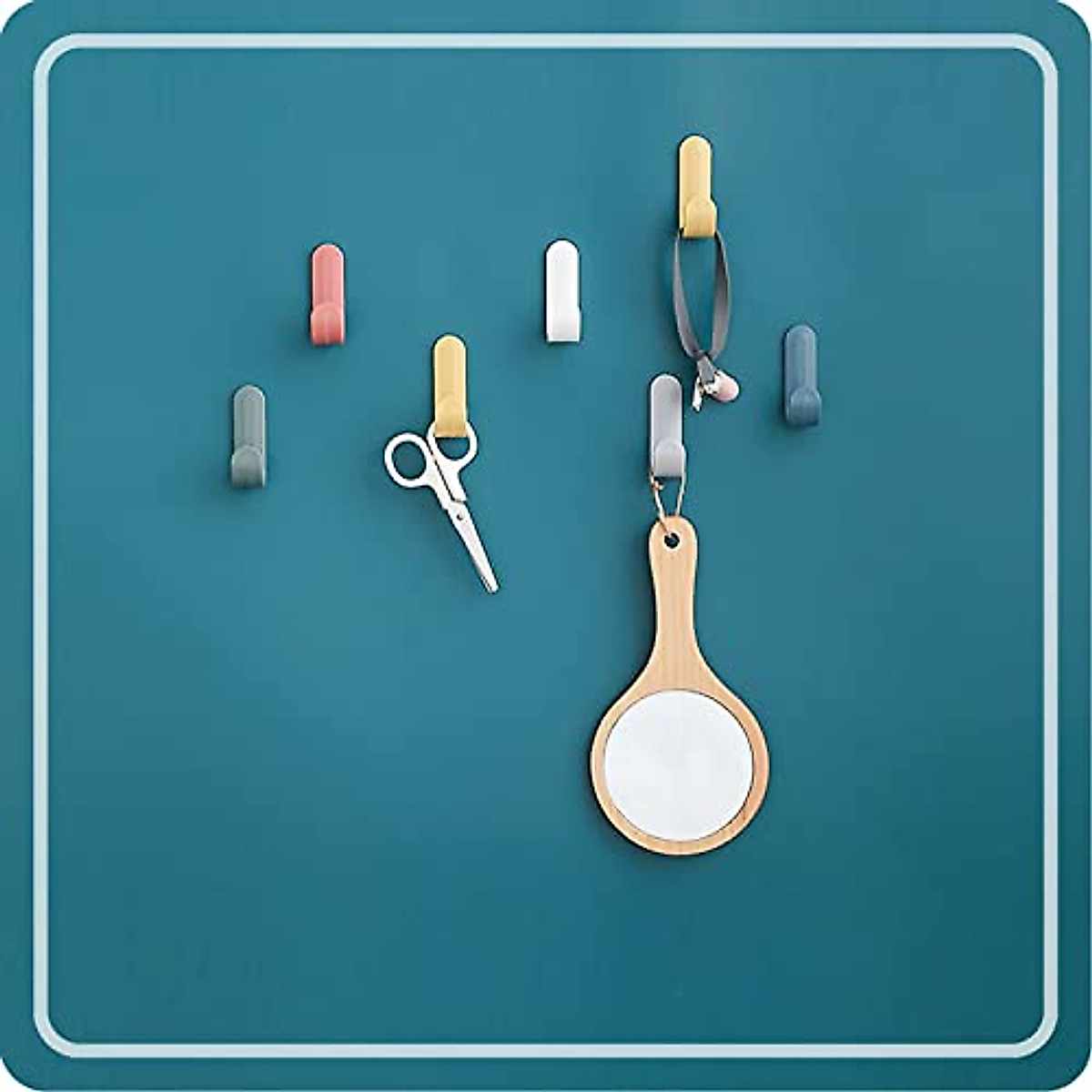 18Pcs Plastic Adhesive Hooks, Fashion Color Wall/Door Hanger for Hanging Coat Clothes, Hats, Ladies Bags, Purses, Keys, Towels