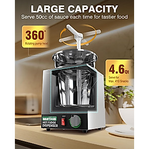 WantJoin Nacho Cheese Dispenser with Pump,4.6Qt Nacho Cheese Warmer,Stainless Steel Hot Fudge Warmer W/5-Level Temperature Adjustment,Hot Fudge Dispenser for Hot Fudge Cheese Caramel