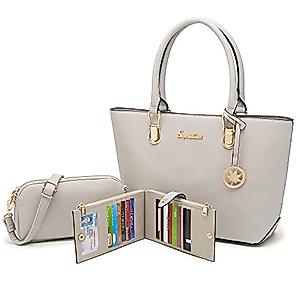 Soperwillton Women Handbags Wallet Tote Bag Shoulder Bag Top Handle Satchel 3pcs Purse Set