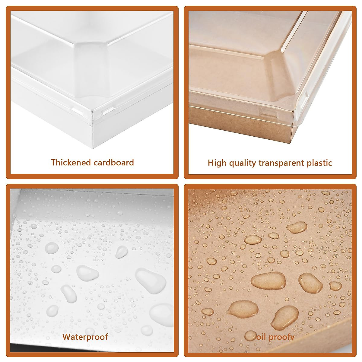 Karasmay 100 Pack Charcuterie Boxes with Clear Lids -Paper Bakery Boxes with Window，Disposable Food Containers Dessert Boxes for Sandwich，Cupcakes, Salads, Strawberries, Cookies and Dessert