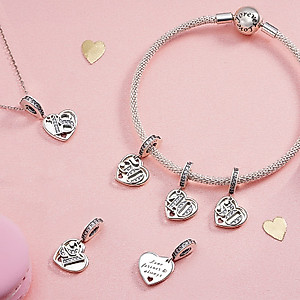 NINGAN 16 Years of Love Forever & Always Dangle Charm for Bracelets 925 Sterling Silver Pendant Bead with Cubic Zirconia Birthday Jewelry Gifts for Women Wife Mom Her