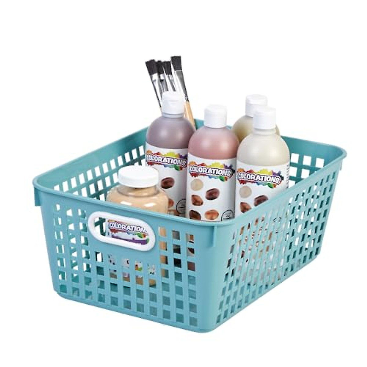 Really Good Stuff Large Plastic Book Baskets, 13?" by 10" by 5?" - 6 Pack, Water | Classroom Library Organizer, Toy Storage, Multi-Purpose Organizer Basket