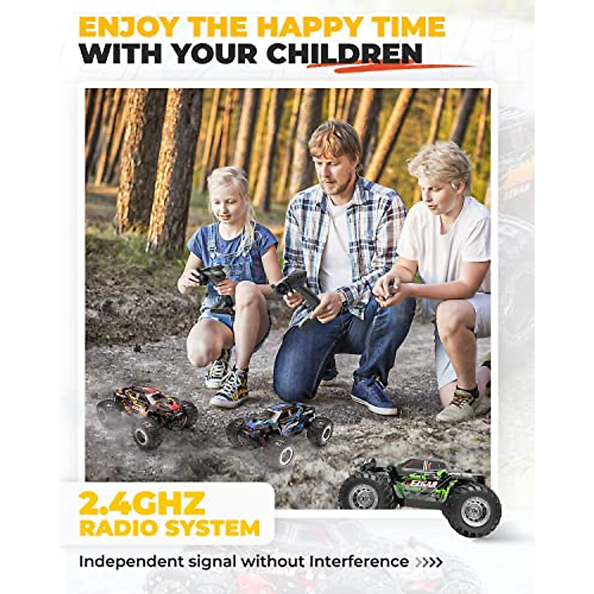 BEZGAR TM201 RC Cars - 1:20 Scale Remote Control Car,2WD Top Speed 15 Km/h Electric Toy Off Road 2.4GHz RC Car Vehicle Truck Crawler with Two Rechargeable Batteries for Boys Kids and Adults