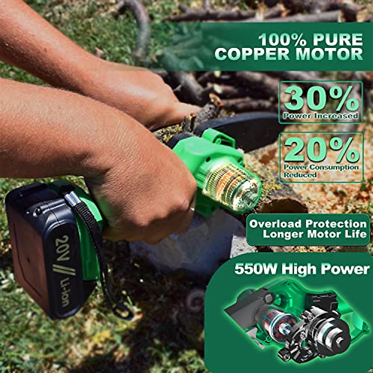 Tegatok Cordless Mini Chainsaw 4-inch, Mini Chainsaw with Battery and Charger, Handheld Small Chainsaw with Safety Lock, Portable Power Chain Saws for Trimming Tree Branches and Cutting Wood