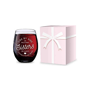 GSM Brands Stemless Wine Glass for Sisters - Made of Unbreakable Tritan Plastic and Dishwasher Safe - 16 ounces