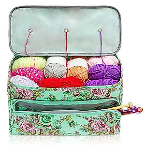 SUNJULY Blingbin Knitting Storage Bag, Portable Crochet Yarn Storage Bag Organizer with Holes Knitting Bag Prevent Tangling Totes