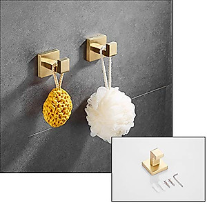 Bathroom Hardware Set 23.6-Inch Towel Bar,2pcs Towel Hook,Toilet Paper Holder,Hand Towel Holder Stainless Steel Brushed Gold Bathroom Accessories GTS3190BG…