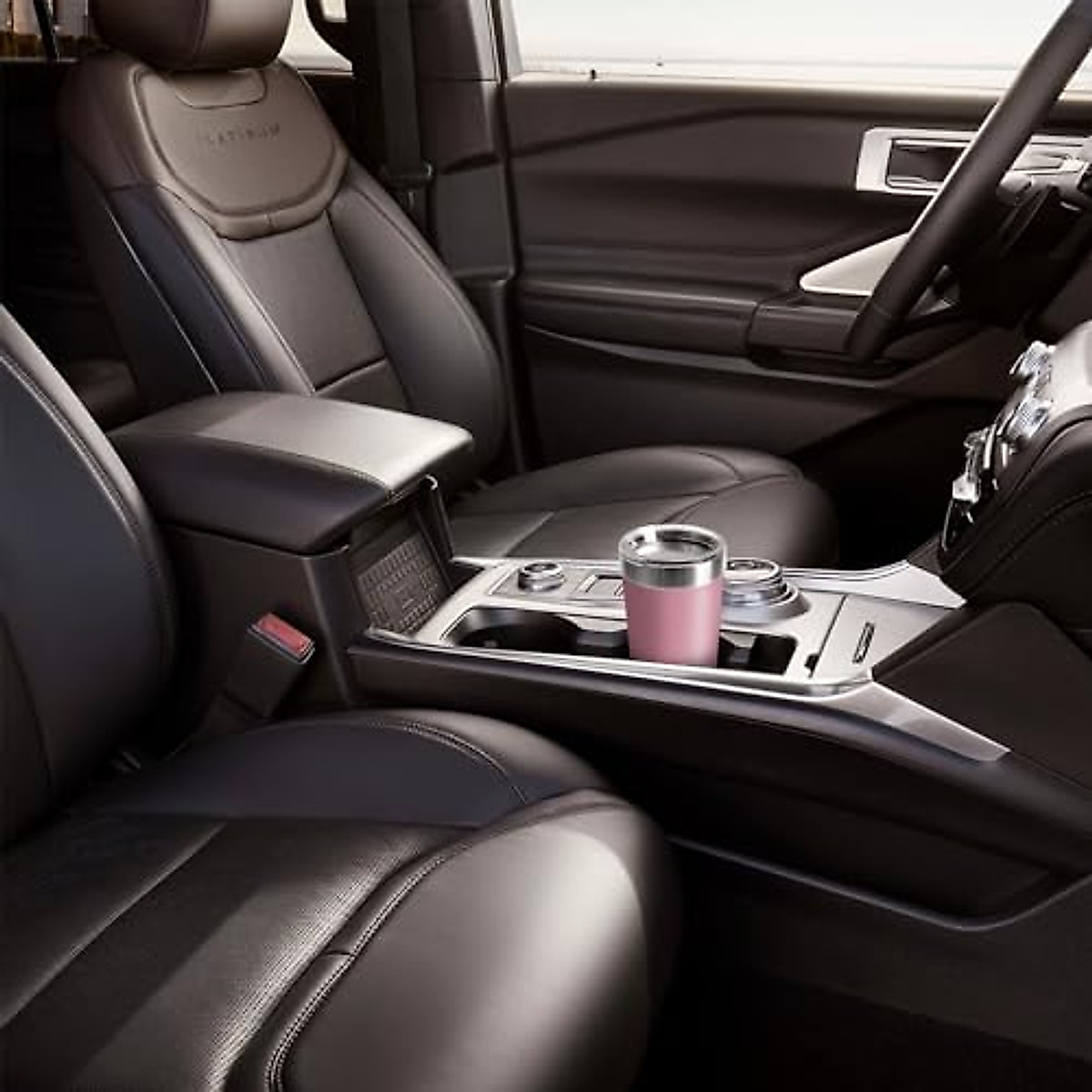 iPick Image for Ford Ranger 20 oz Dual-Wall Insulated Stainless Steel with Pink Silicone Sleeve Travel Tumbler