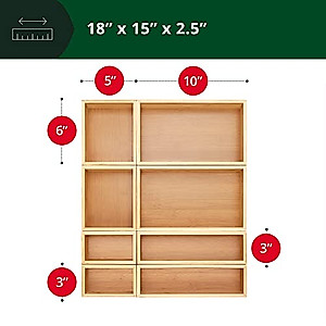 ROYAL CRAFT WOOD Luxury Bamboo Kitchen Drawer Organizer - Silverware Organizer and Storage Box Set of 8