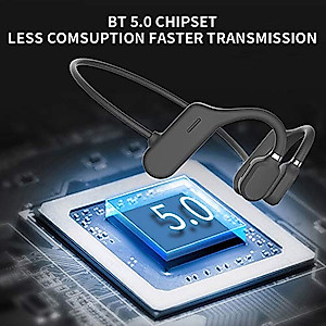 ALOVA Bluetooth Headphones with Mic, Open Ear Headphones Bluetooth 5.0 Sport Headset Waterproof IPX5 Ultra-Lightweight 18 Grams 6D Sound HD Phone Call (Black)