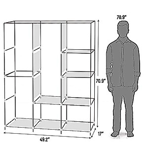 KAAYEE 71" Portable Closet Wardrobe Clothes Rack Storage Organizer with Shelf Gray, Fancy Clothes Closet, Storage Shelves, Storage Organizer