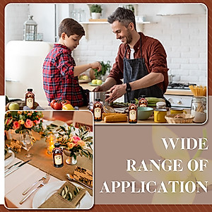 Uiifan 12 Pack 8 Ounce Amber Glass Bottle Boston Round Bottles with Caps Brown Vanilla Extract Bottles and 12 Pcs Vanilla Extract Stickers for Syrup Gift Glass Food Storage Canister Set Sauce Beans