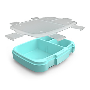 Bentgo Fresh Tray (Aqua) with Transparent Cover - Reusable, BPA-Free, 4-Compartment Meal Prep Container with Built-In Portion Control for Healthy At-Home Meals and On-the-Go Lunches