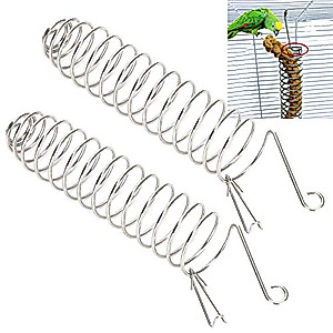 2Pcs Parrot Food Holder, Bird Feeder Toy Small Animal Fruit Holder Stainless Steel Vegetable Skewer Foraging Hanging Feed Tool for Parrots Cockatoo Cockatiel