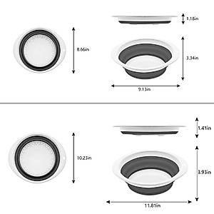 QiMH Collapsible Colander Set of 3-1pc 6 Quart Over the Sink Silicone Strainer - 1pc 4 Quart and 1pc 2 Quart Folding Strainers - Dishwasher Safe(grey&white)