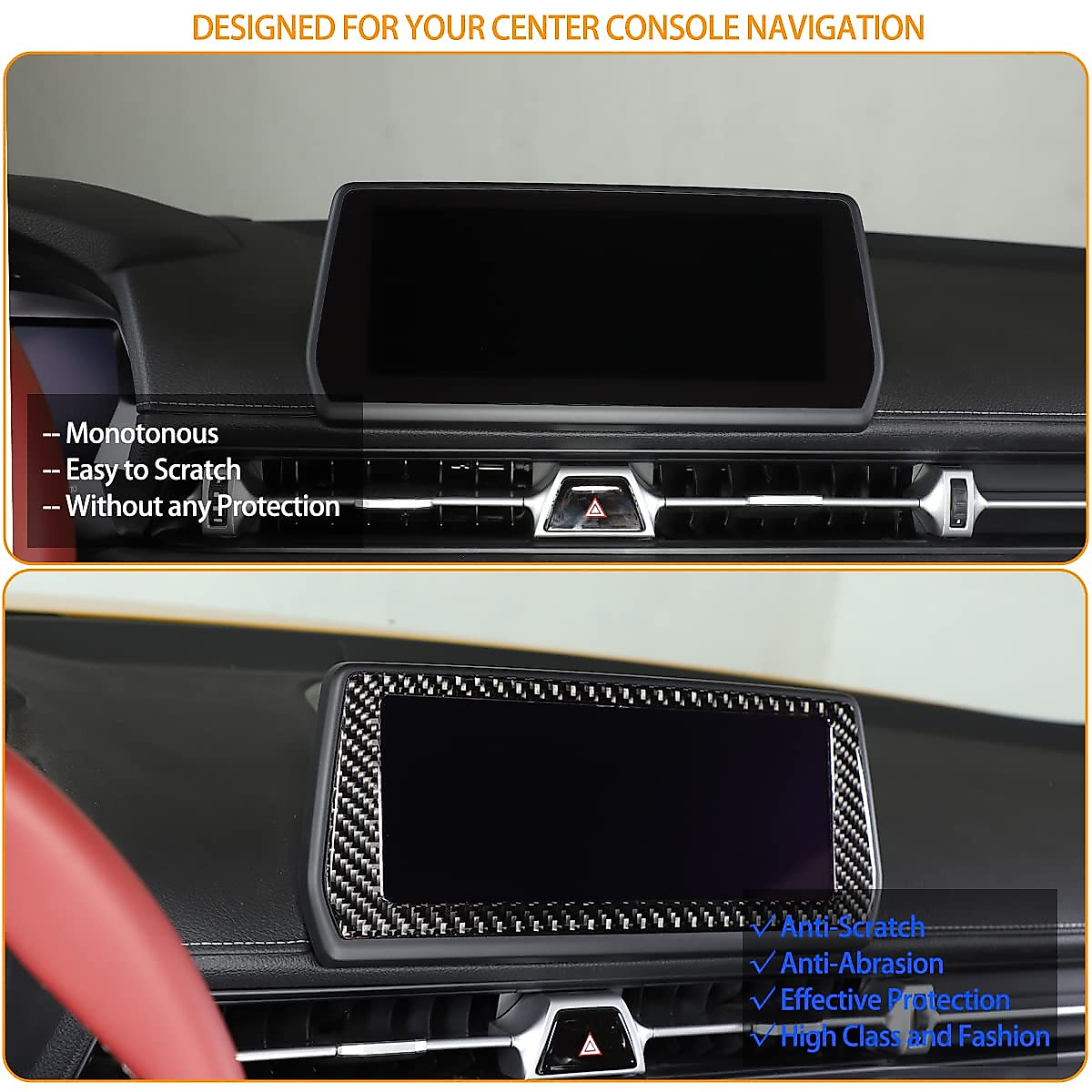 Soft Carbon Fiber GPS Screen Frame Fit for Toyota Supra GR A90 A91 MK5 2019-2024 Navigation Screen Trim Sticker, Center Display Frame Trim Cover Decoration, 1 PCS (Black)