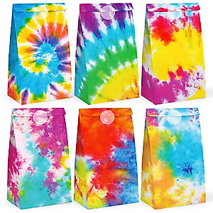 STARRKY 24PCS Party Favor Bags, Tie Dye Gift bags, Camouflage Treat Bags Kids Birthday Party Gift Bags Goodie Bags Retro Tie Dye Party Decorations