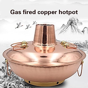 Chafing Dishes Red Copper Thickened Hot Pot, Gas Copper Hot Pot, Hot Pot Chicken Bullfrog Copper Pot for Household and Commercial Use (Color : Brass, Size : 26cm)