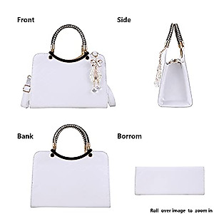 Qiayime Purses and Handbags for Women Shiny Patent Fashion Ladies Designer PU Leather Top Handle Satchel Shoulder Tote Crossbody Bags (White)