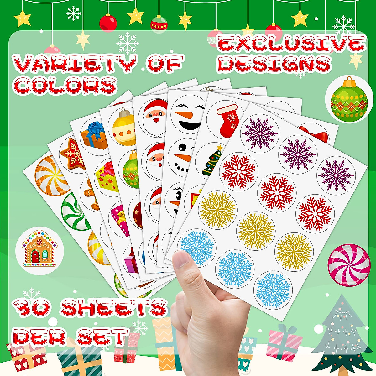 Funnlot Christmas Stickers For Kids Christmas Ornament Stickers 384pcs Stickers Christmas Christmas Stickers Roll Assortment Holiday Sticker Santa Snowman Reindeer Stickers