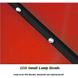 ROLTIN Outdoor Garden Parasols 10ft Outdoor Patio Umbrella with Solar LED Lights and Tilt, Garden Parasols for Pool/Lawn/Beach, Without Base