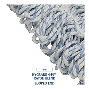 Boardwalk BWK552 Rayon/Polyester Wide Floor Finish Mop Head - Medium, White/Blue (12/Carton)