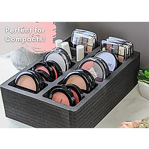 Polar Whale 4 Large Compact Organizer Stands Premium Durable Black Foam Tray Washable Waterproof Insert Storage for Home Bathroom Bedroom Cosmetic 11 x 8 x 3 Inches 10 Compartments