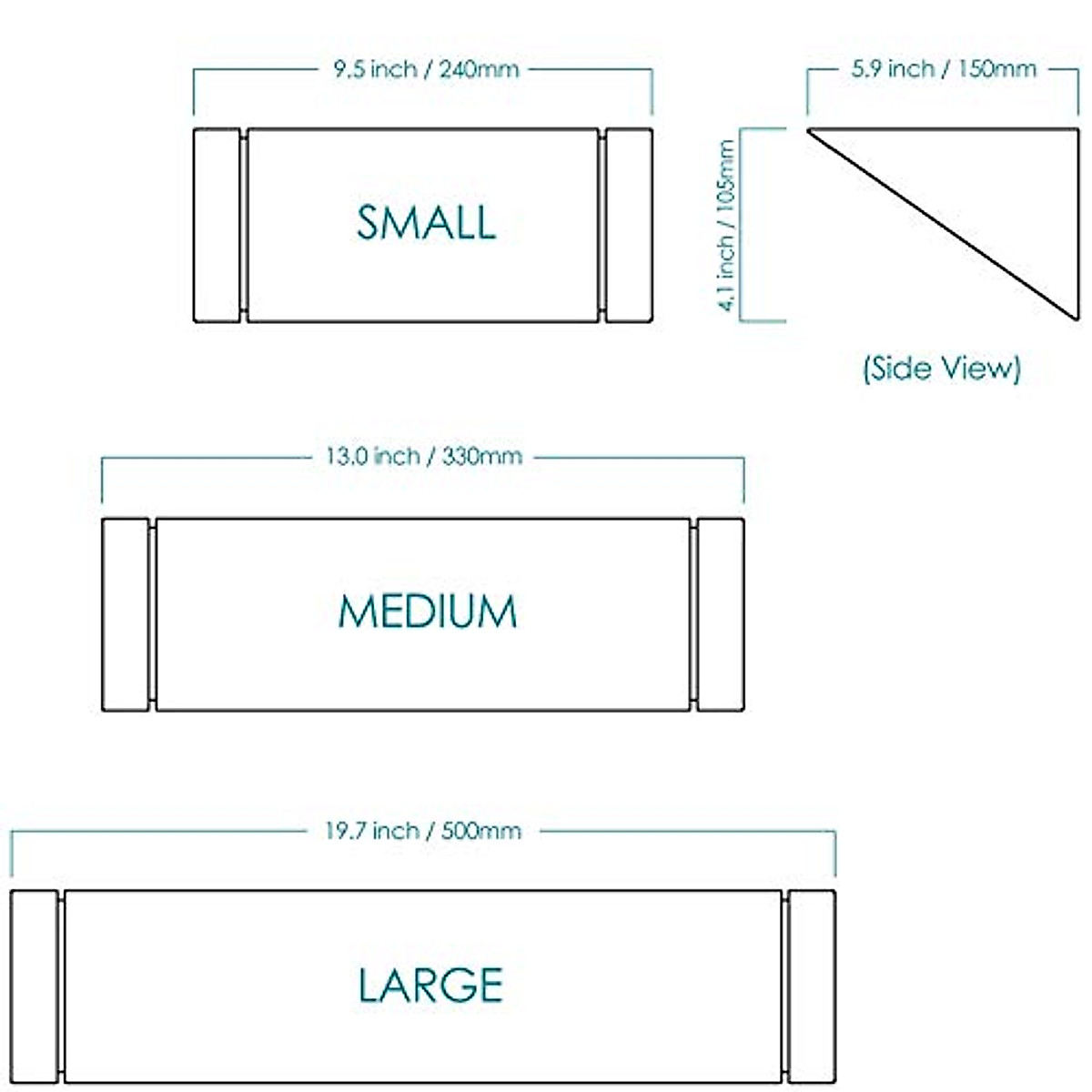 Fytz Design 3-Piece Set of Modern White Floating Shelves - Perfect for Living Room, Bedroom, Bathroom, Kitchen, and Office - M