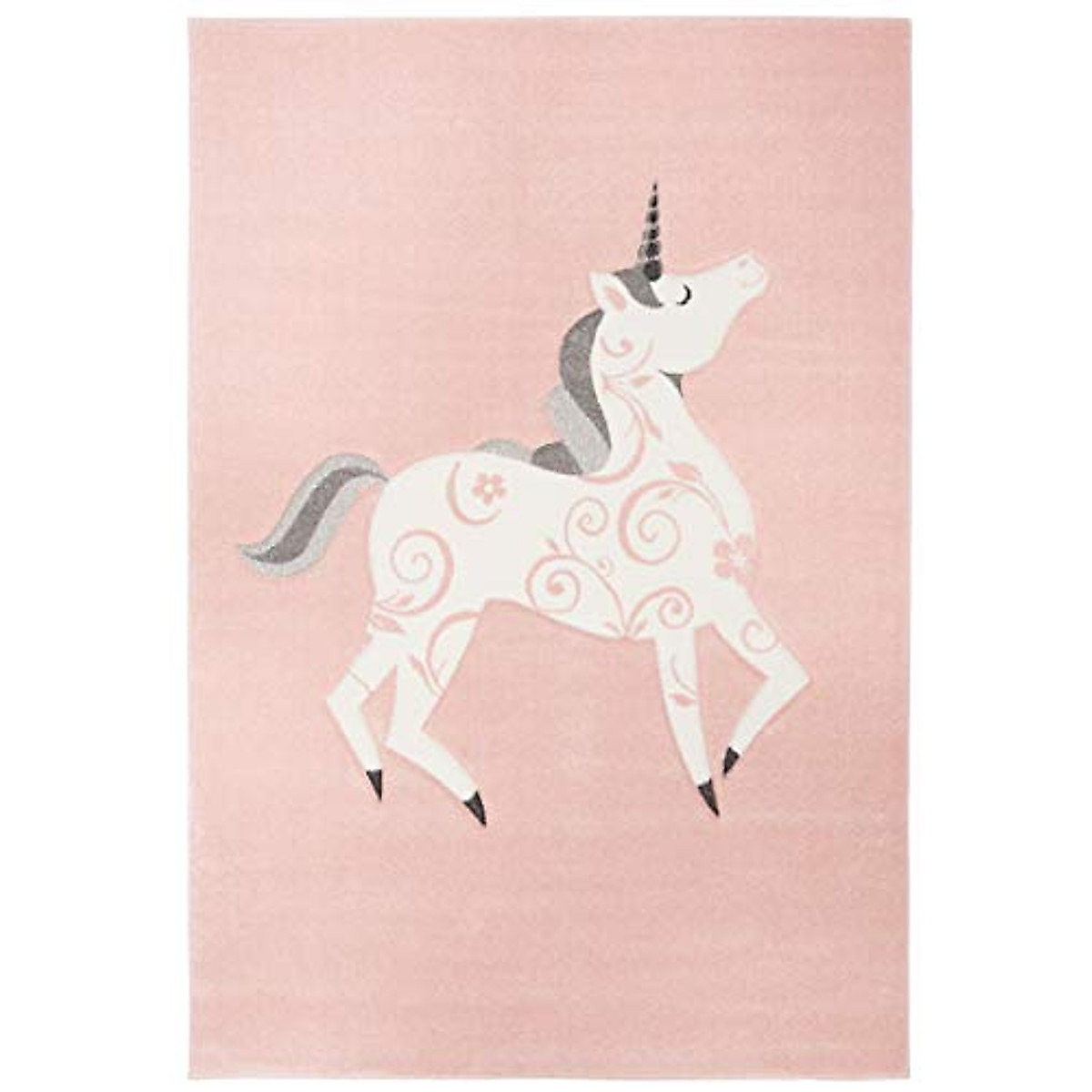 SAFAVIEH Carousel Kids Collection 5'3" x 7'6" Pink / Ivory CRK163P Unicorn Nursery Playroom Area Rug