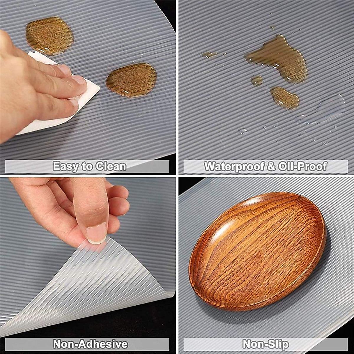 Bloss Shelf Liner Cabinet Pad Refrigerator Mat Waterproof Non-Slip Drawer Mat for Kitchen Home-Clear, 17.7 ×59 Inch