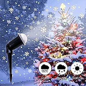 Christmas Snowflake Projector Lights Outdoor Indoor Snow Storm Waterproof LED Snowfall Projection Lamp for Christmas Theme Party Holiday Halloween Home Birthday Party Holiday Garden Decoration
