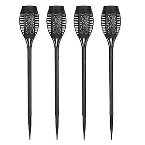 WINSHIDEN Solar Tiki Torches with Flickering Flame, 4 Pack Premium 33 LEDs Solar Flame Torch -IP65 Waterproof Flame Solar Lights Outdoor Landscape Decorative Torch Lights for Driveway Yard Patio