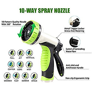 Macuvan Flexible Metal Garden Hose 100ft-Heavy Duty Water Hose with Durable 304 Stainless Steel and 10 Way Spray Nozzle-Strong 3/4'' Solid Brass Fitting-Outdoor Yard No Kink Lightweight Long Hose Pipe