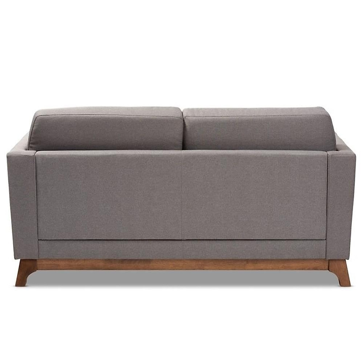 Baxton Studio Sava Mid-Century Modern Grey Fabric Upholstered Walnut Wood 2-Seater Loveseat